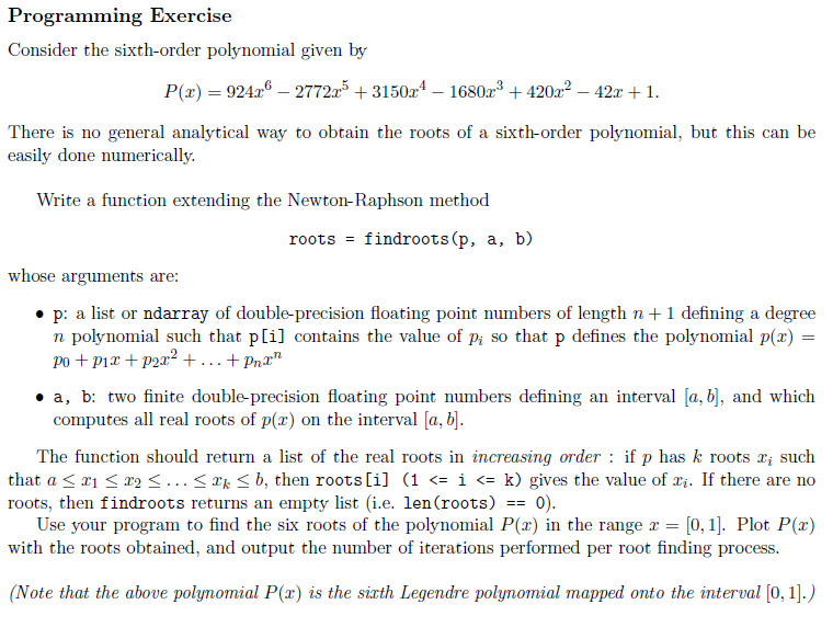 Solved Programming Exercise Consider the sixth-order | Chegg.com
