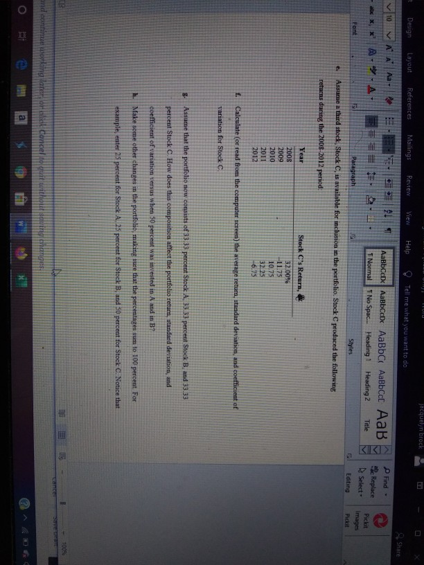 Solved Design Layout References Mailings Review View Help | Chegg.com