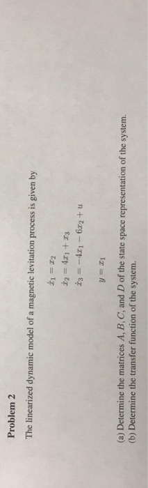 Solved Problem 2 The linearized dynamic model of a magnetic | Chegg.com