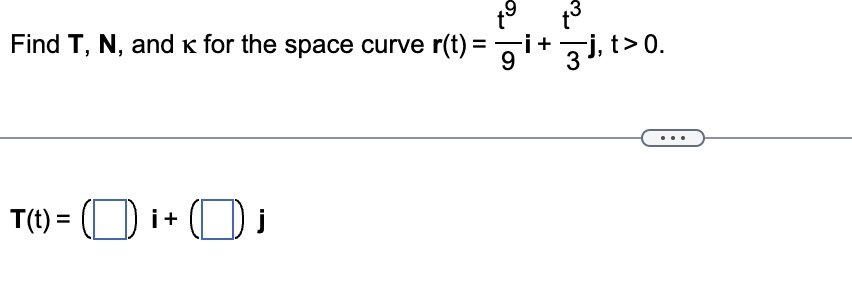 Solved Find T,N, and κ for the space curve | Chegg.com