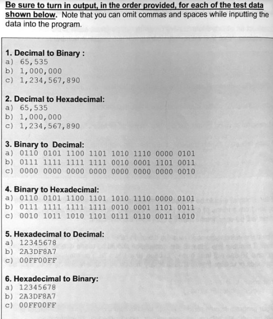 Solved e Computer Lab: Number Systems Construct an | Chegg.com