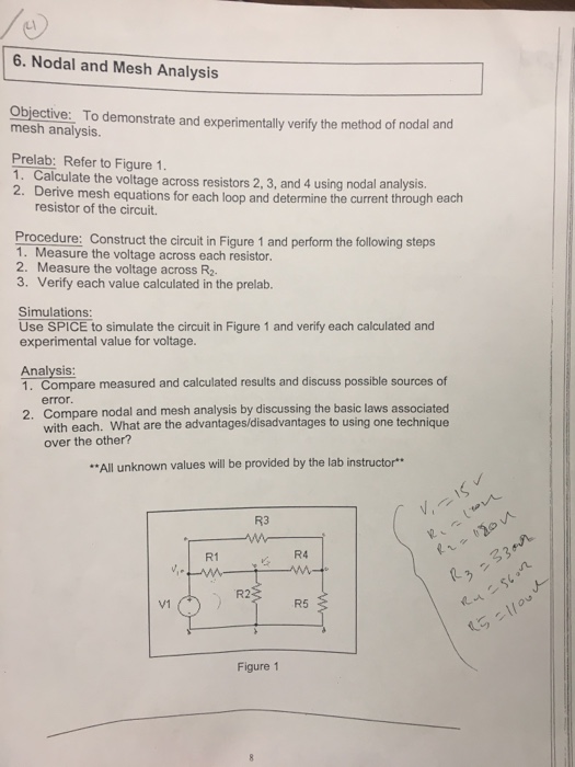 Solved 6. Nodal and Mesh Analysis Objective: To demonstrate | Chegg.com