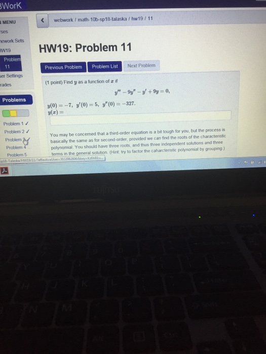 Solved WorK webwork / math-10b-sp18-talaska /hw19/11 MENU | Chegg.com