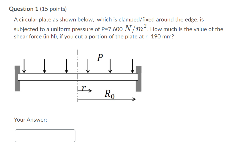 Solved Question 1 (15 points) A circular plate as shown | Chegg.com