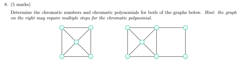 Solved 8. (5 marks) Determine the chromatic numbers and | Chegg.com