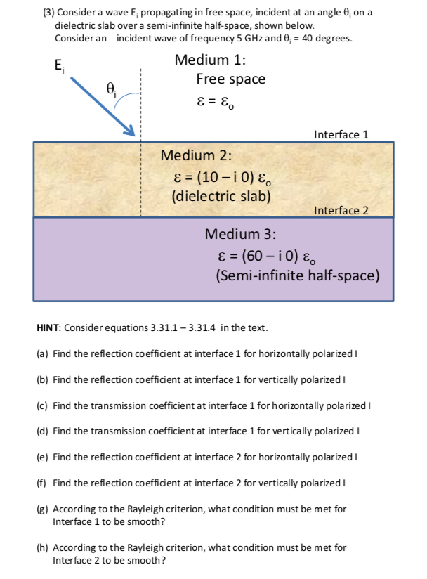 Solved (3) Consider a wave E, propagating in free space, | Chegg.com