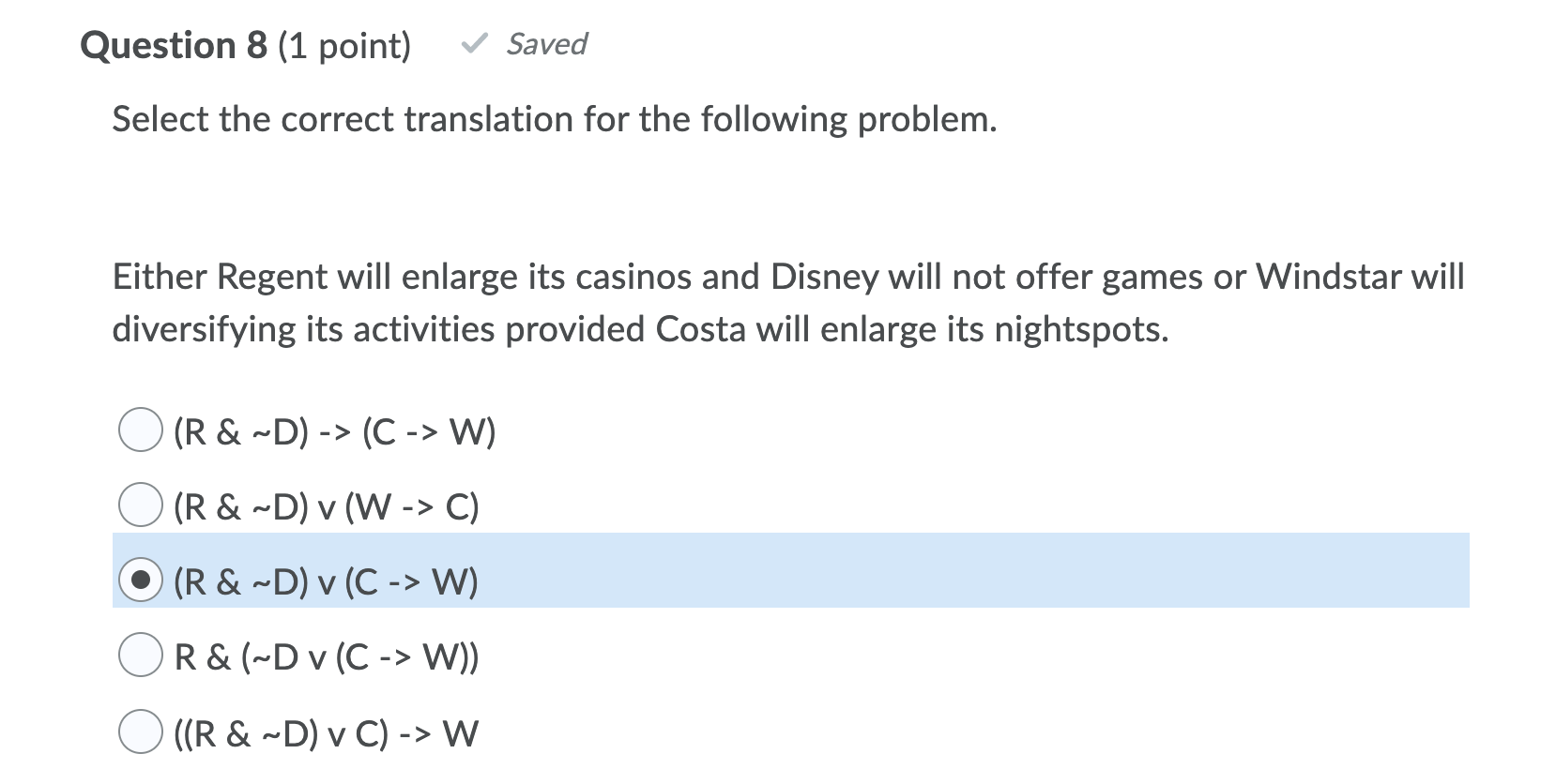 Solved Question 8 (1 point) Saved Select the correct | Chegg.com
