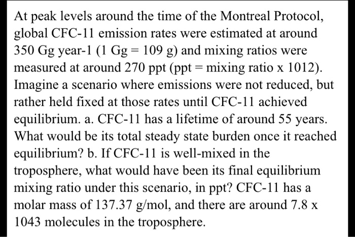 At peak levels around the time of the Montreal | Chegg.com