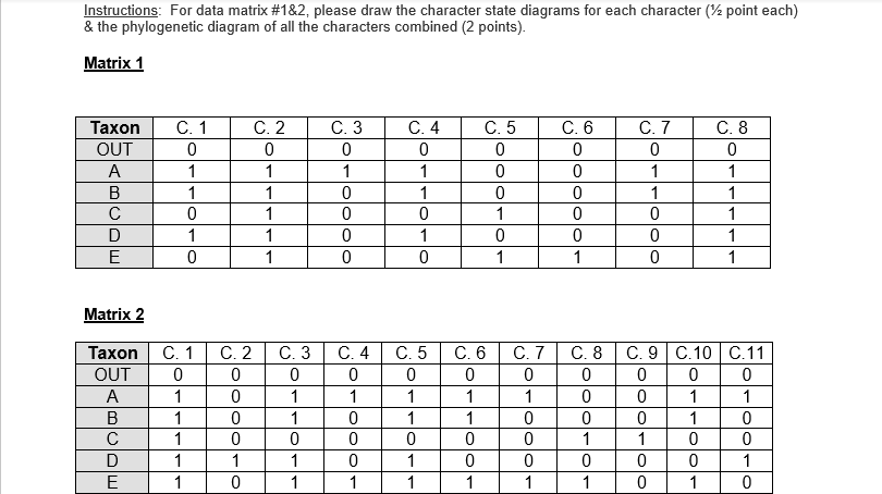 Instructions: For data matrix #1&2, please draw the | Chegg.com