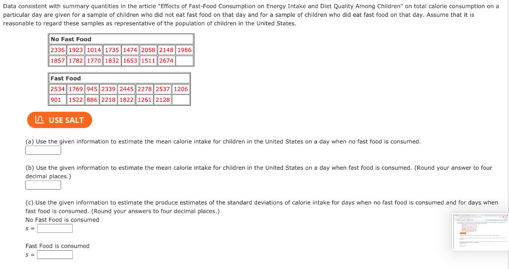 Solved Data consistent with summary quantities in the | Chegg.com