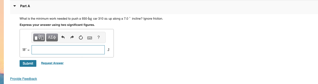Solved What is the minimum work needed to push a 930−kg car | Chegg.com