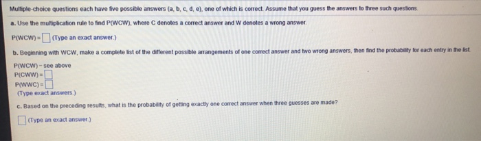 Solved Multiple-choice questions each have five possible | Chegg.com