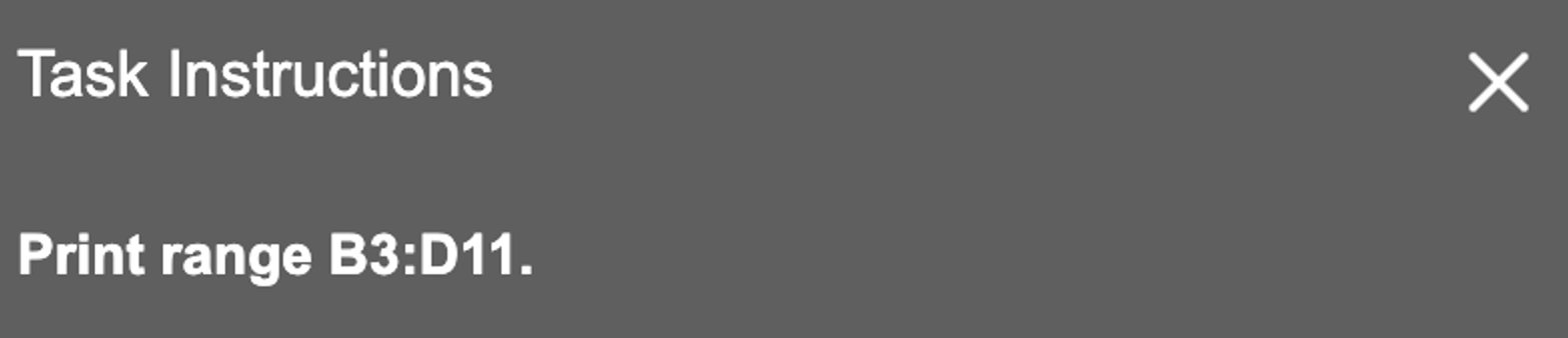 Solved Task InstruTask InstructionsPrint range B3:D11.ctions | Chegg.com