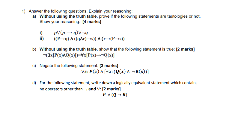 Solved Answer the following questions. Explain your | Chegg.com