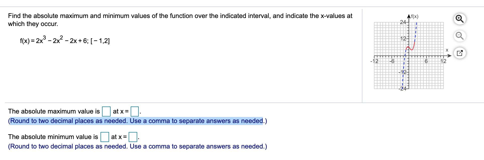 Solved Find the absolute maximum and minimum values of the | Chegg.com