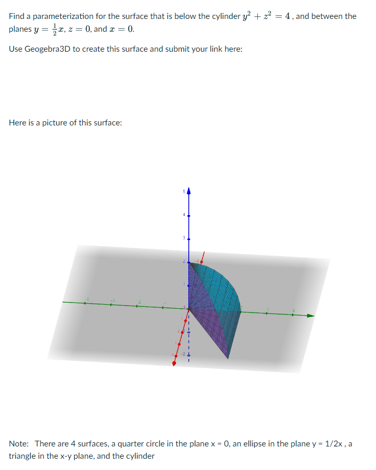 Solved Find a parameterization for the surface that is below | Chegg.com