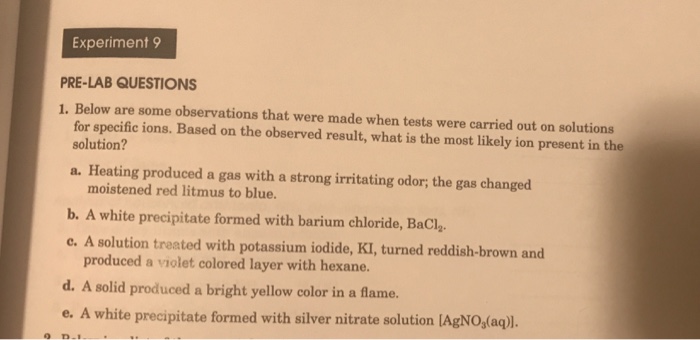 Solved Experiment 9 PRE-LAB QUESTIONS 1. Below are some | Chegg.com