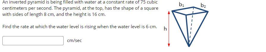 Solved bi b2 An inverted pyramid is being filled with water | Chegg.com