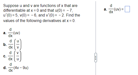 Solved Suppose u and v are functions of x that are | Chegg.com