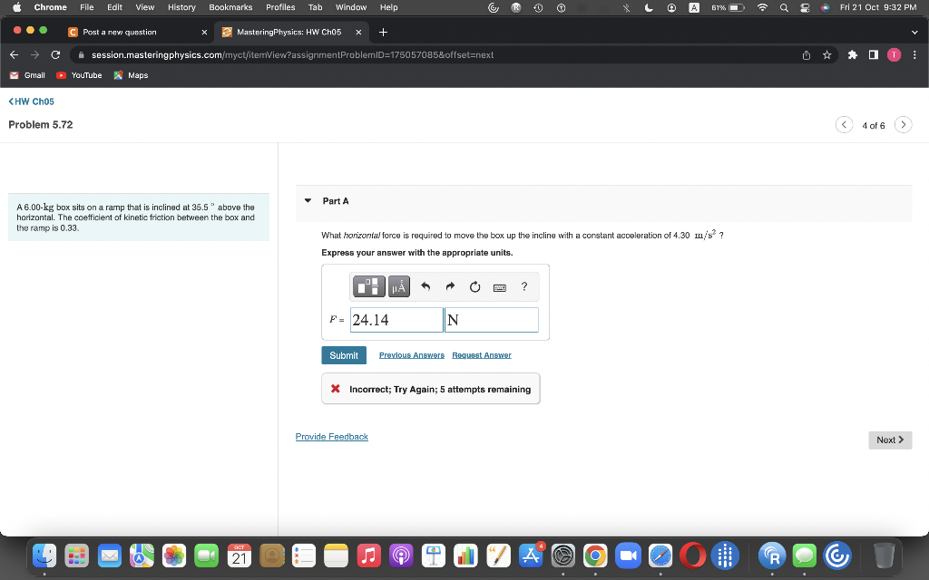 Solved A 6.00−kg box sits on a ramp that is inclined at | Chegg.com