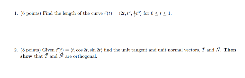 Solved 1. (6 points) Find the length of the curve | Chegg.com