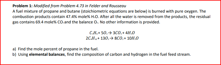 Solved Problem 1: Modified from Problem 4.73 in Felder and | Chegg.com