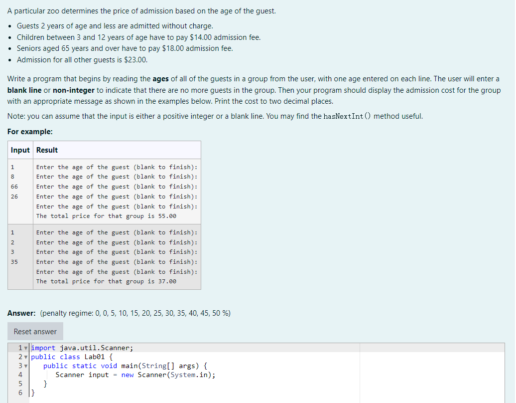 Solved A particular zoo determines the price of admission | Chegg.com