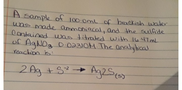 Solved calculate the concentration of H2S in the water in | Chegg.com