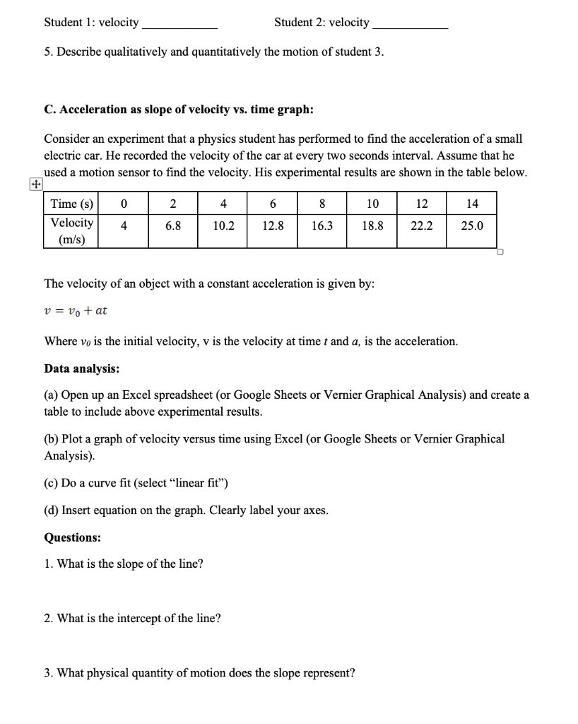 Solved Introduction to Motion Objectives: 1. To investigate | Chegg.com