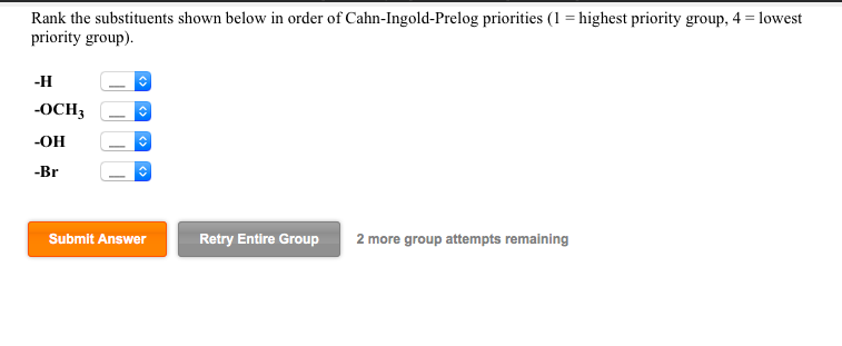 Solved Rank the substituents shown below in order of | Chegg.com