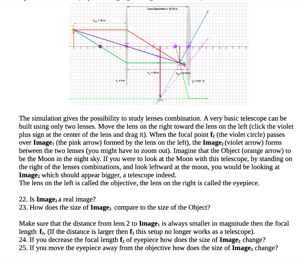 Solved Lens Separation 18.74 m 5.1 -16m - 16 m *2.74 m 1,8 m | Chegg.com