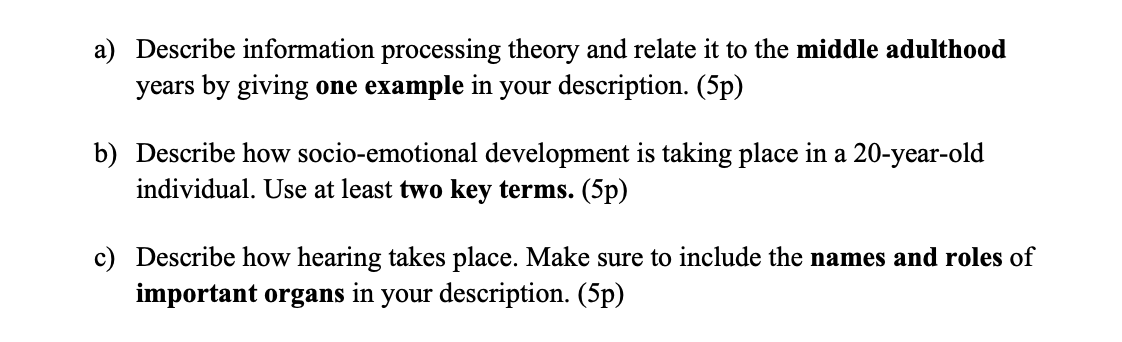 Solved a) Describe information processing theory and relate | Chegg.com