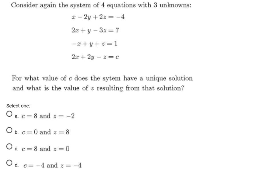 Solved Consider again the system of 4 equations with 3 | Chegg.com