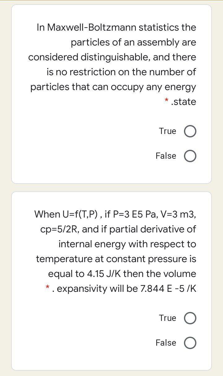 Solved In Maxwell-Boltzmann statistics the particles of an | Chegg.com