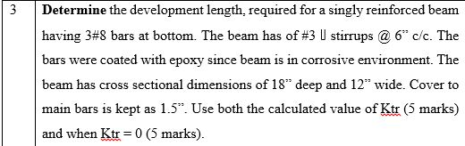 Solved درا Determine the development length, required for a | Chegg.com