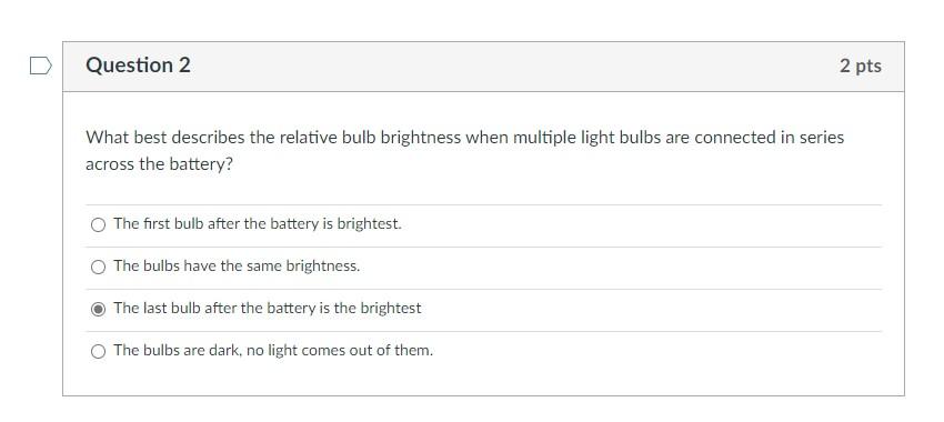 Solved What best describes the relative bulb brightness when | Chegg.com