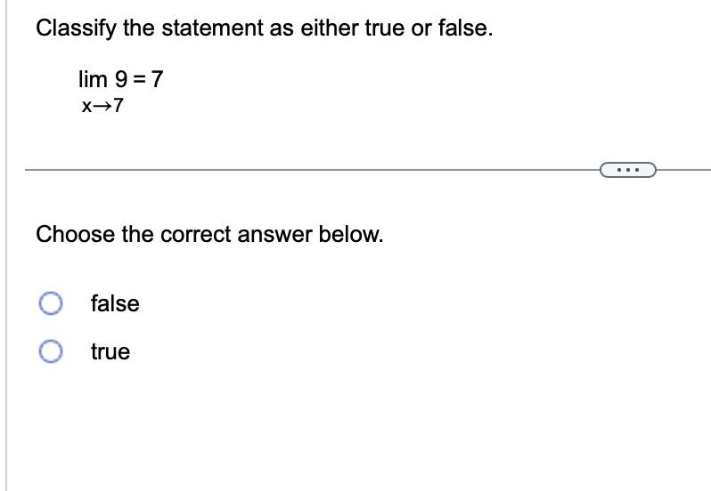 Solved Classify the statement as either true or false. | Chegg.com