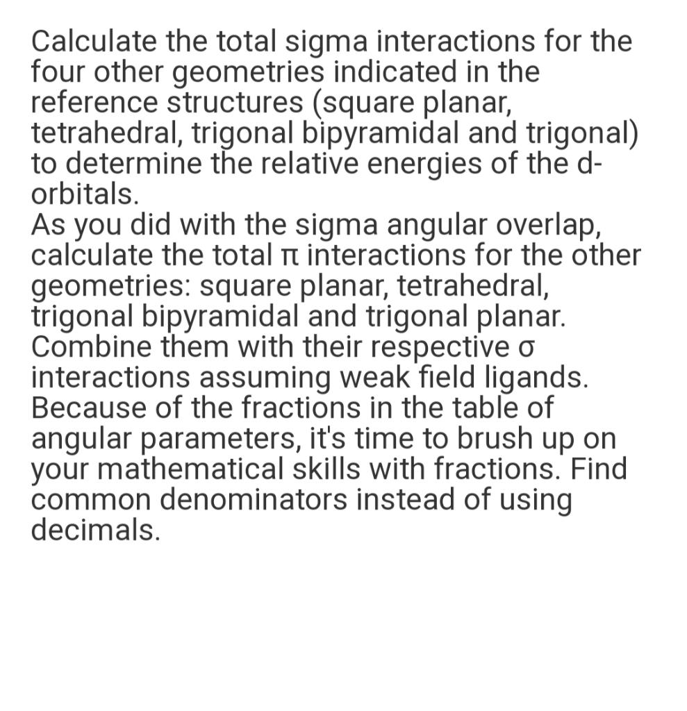 Solved Calculate the total sigma interactions for the four | Chegg.com