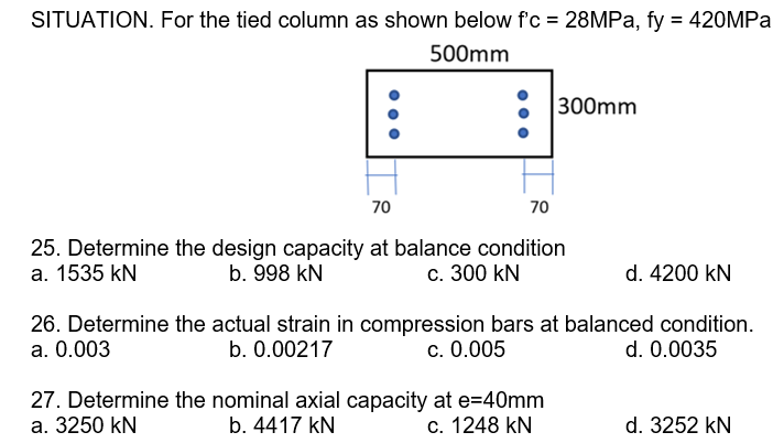 Solved SITUATION. For the tied column as shown below | Chegg.com