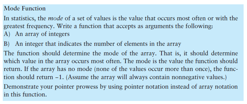 Solved Mode Function In statistics, the mode of a set of | Chegg.com