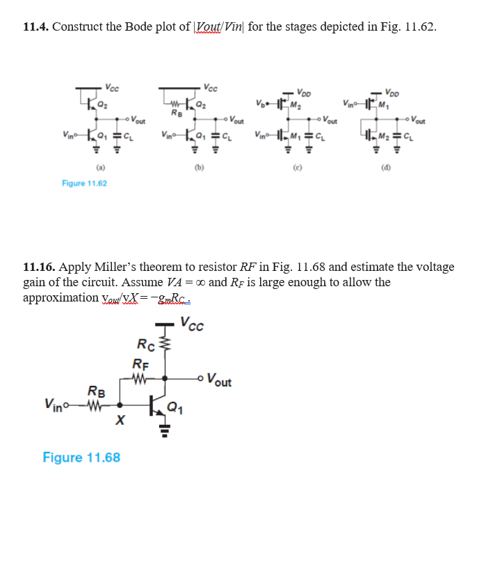 Solved 11.4. Construct the Bode plot of ∣ Vout/Vin ∣ for the | Chegg.com