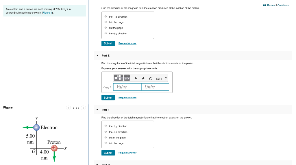 Solved A Review | Constants An electron and a proton are | Chegg.com