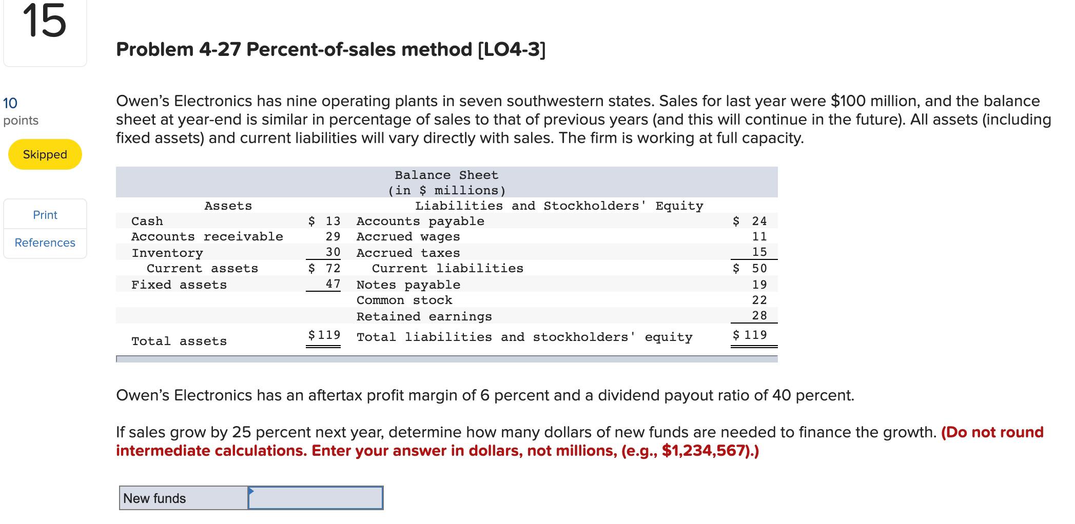 Solved 15 Problem 4-27 Percent-of-sales method [LO4-3] 10 | Chegg.com
