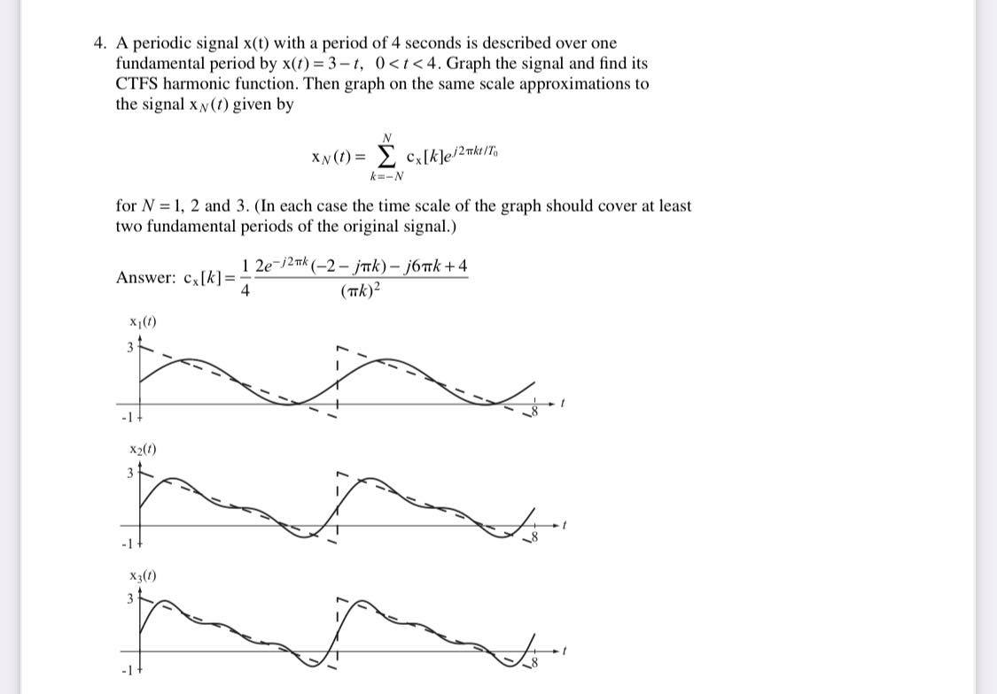 Solved 4. A periodic signal x(t) with a period of 4 seconds | Chegg.com