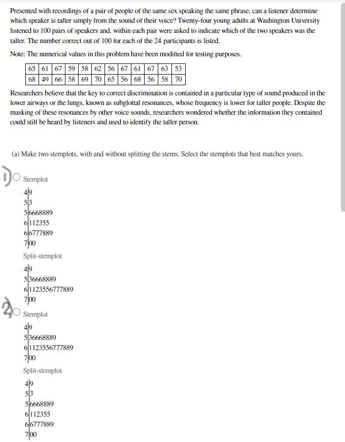 Solved Presented with recordings of a pair of people of the | Chegg.com