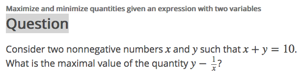 Solved Maximize and minimize quantities given an expression | Chegg.com