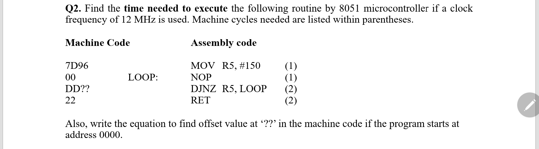 Solved Q2. ﻿Find the time needed to execute the following | Chegg.com