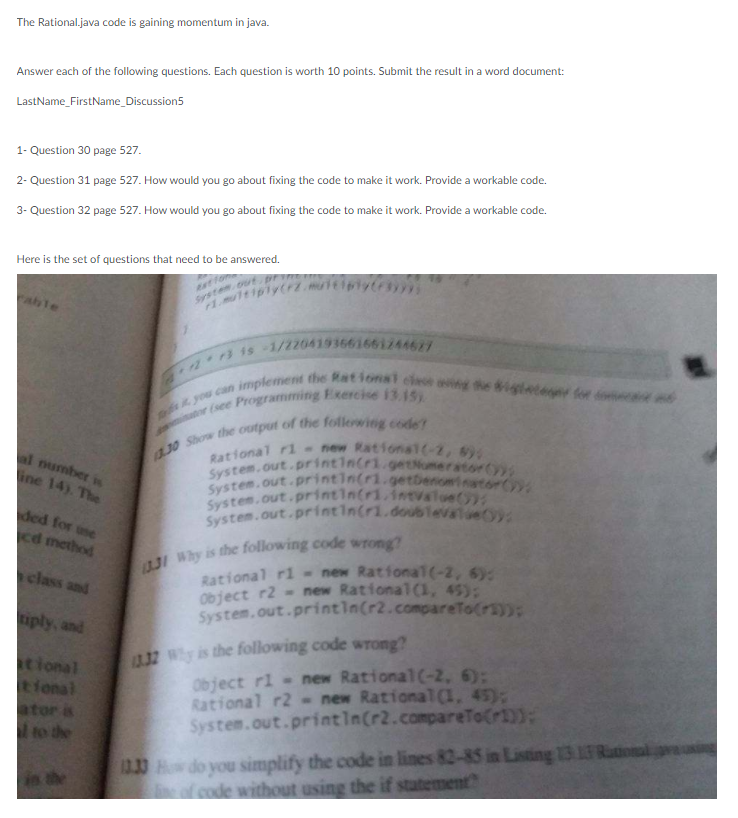 Solved The Rational.java code is gaining momentum in java. | Chegg.com