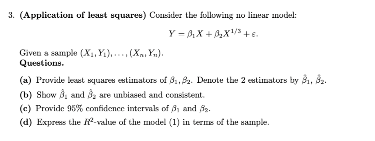 Solved 3. (Application of least squares) Consider the | Chegg.com