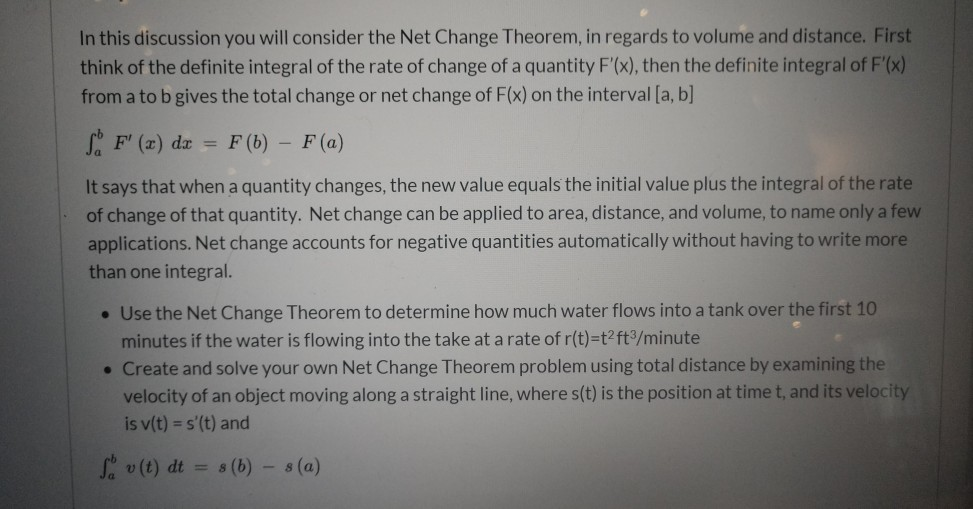 Solved In this discussion you will consider the Net Change | Chegg.com